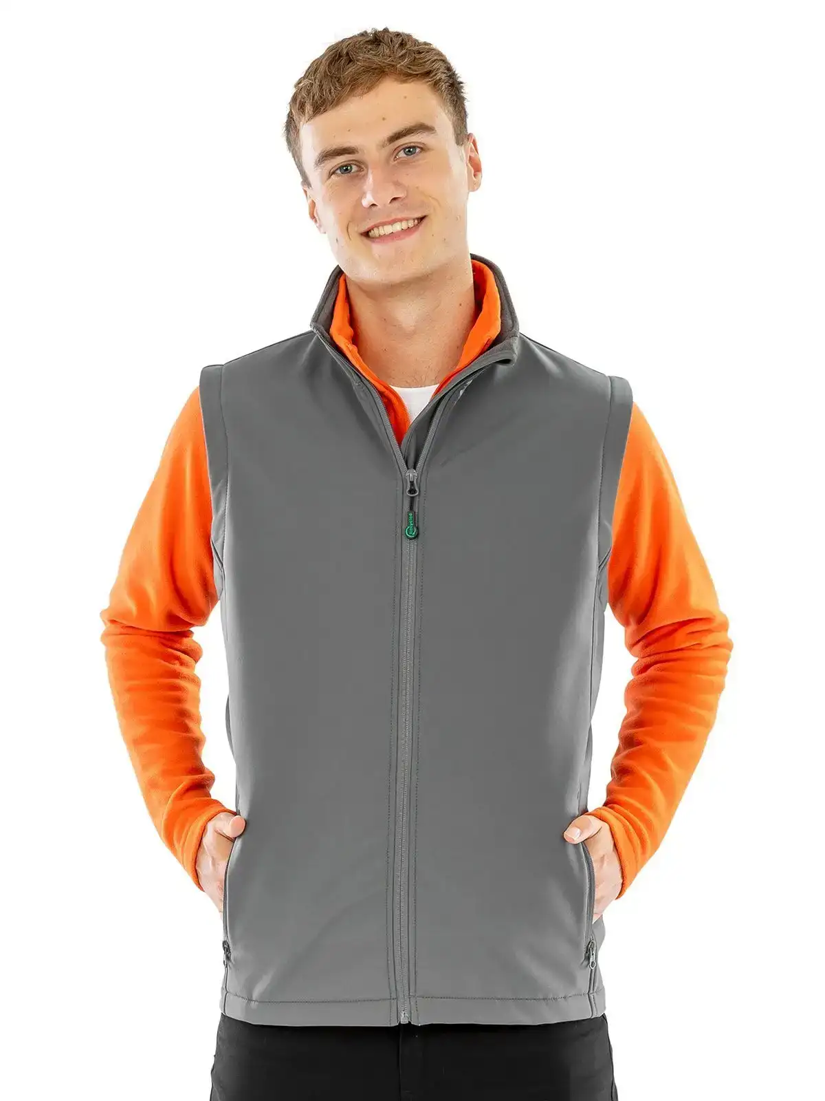 Gilet da uomo in softshell con colletto alto e orlo inferiore piatto ...